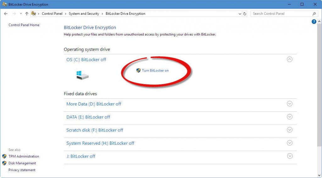 Criptare date pe hard disk în Windows 10 cu BitLocker