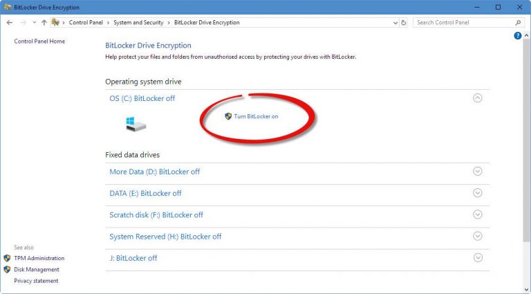 Criptare date pe hard disk în Windows 10 cu BitLocker