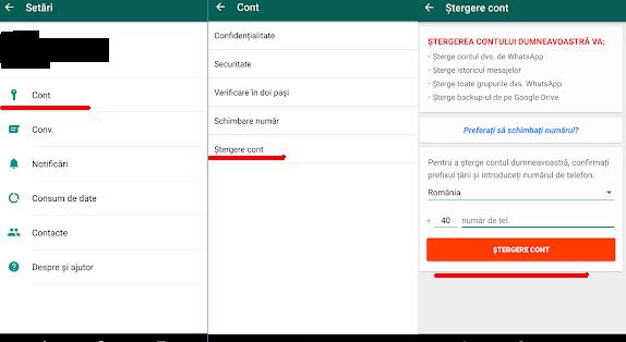 Șterge contul de WhatsApp pe Android sau iPhone